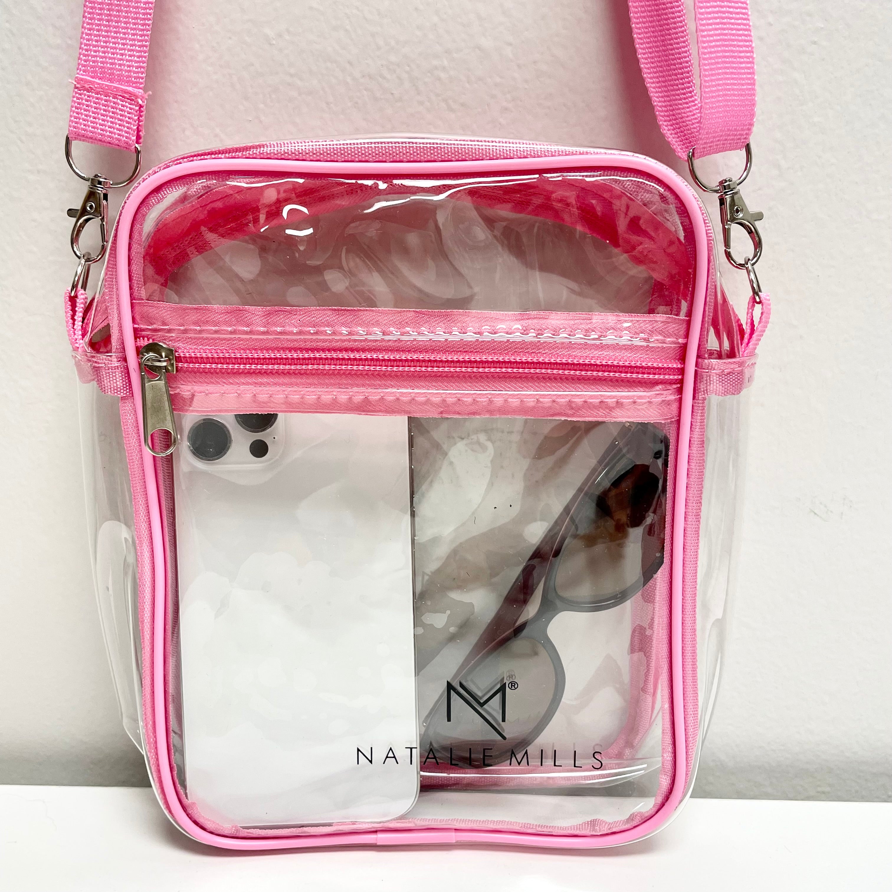 Rachel Clear Crossbody Purse in Pink – Natalie Mills