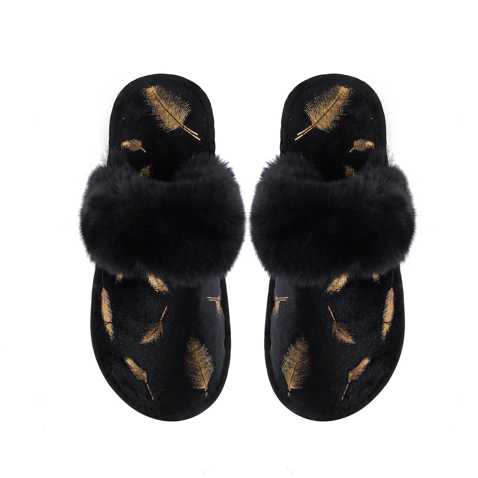 Gina Slippers - Black with Gold Leaf Foiling – Natalie Mills