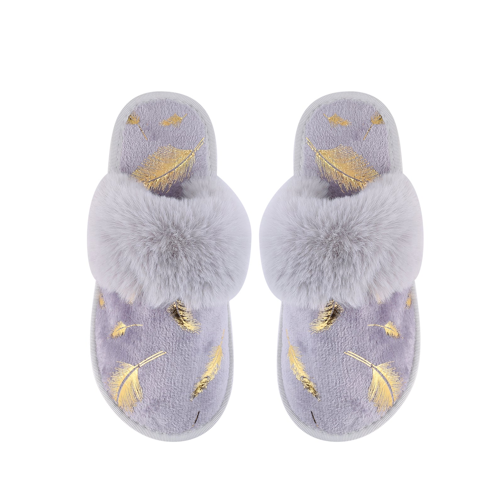 Gina Slippers - Grey with Gold Leaf Foiling – Natalie Mills